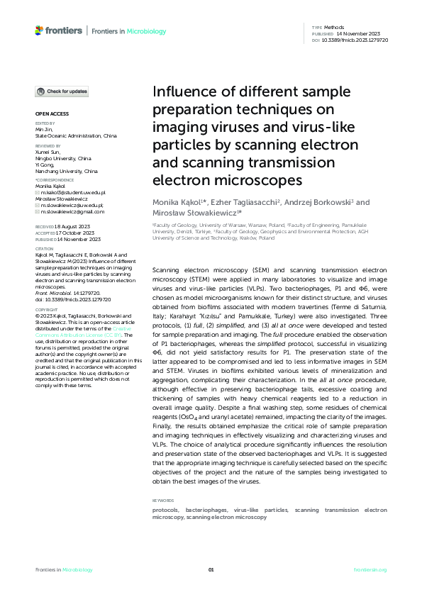 (PDF) Influence of different sample preparation techniques on imaging viruses and virus-like ...