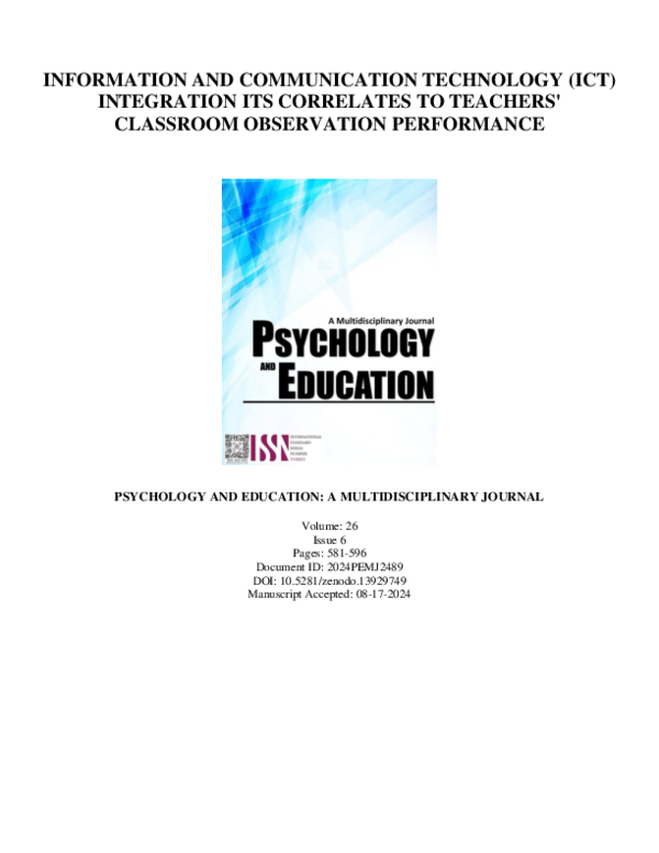 (PDF) Information and Communication Technology (ICT) Integration its ...