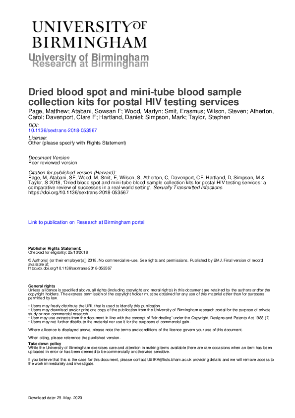 (PDF) Dried blood spot and mini-tube blood sample collection kits for ...