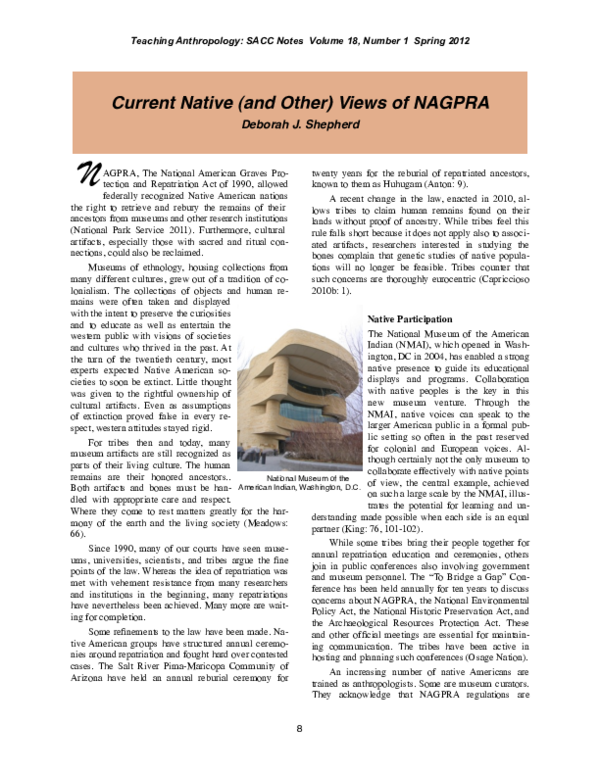 (PDF) Current Native (and Other) Views of NAGPRA