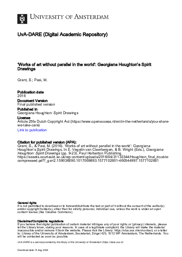 (PDF) ‘Works of art without parallel in the world’: Georgiana Houghton ...