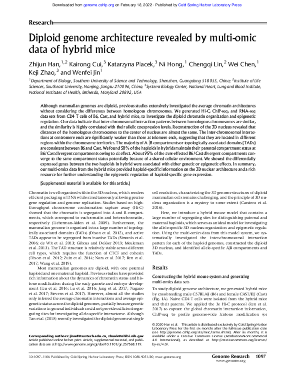 (PDF) Diploid genome architecture revealed by multi-omic data of hybrid ...