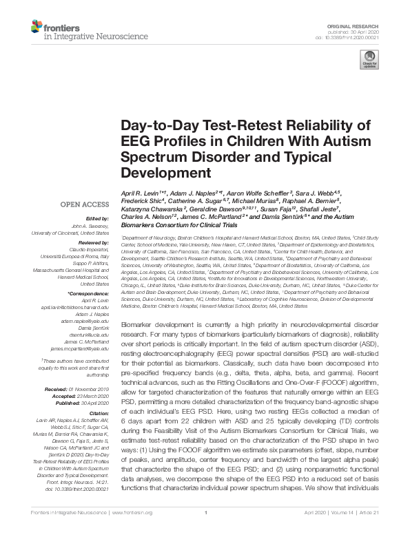 (PDF) Day-to-Day Test-Retest Reliability of EEG Profiles in Children ...