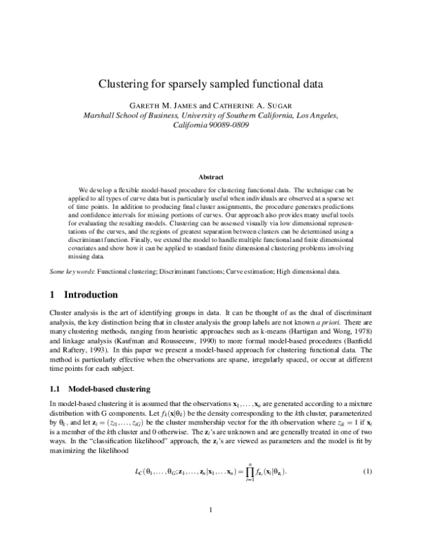 (PDF) Clustering for Sparsely Sampled Functional Data