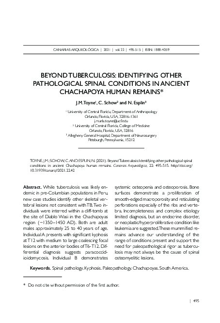 (PDF) BEYOND TUBERCULOSIS: IDENTIFYING OTHER PATHOLOGICAL SPINAL ...