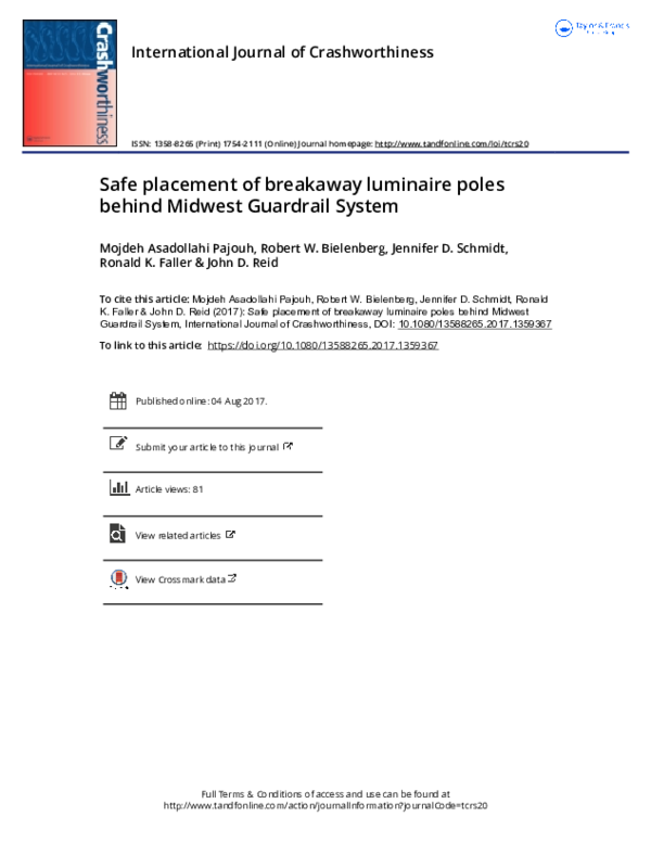 (PDF) Safe placement of breakaway luminaire poles behind Midwest ...