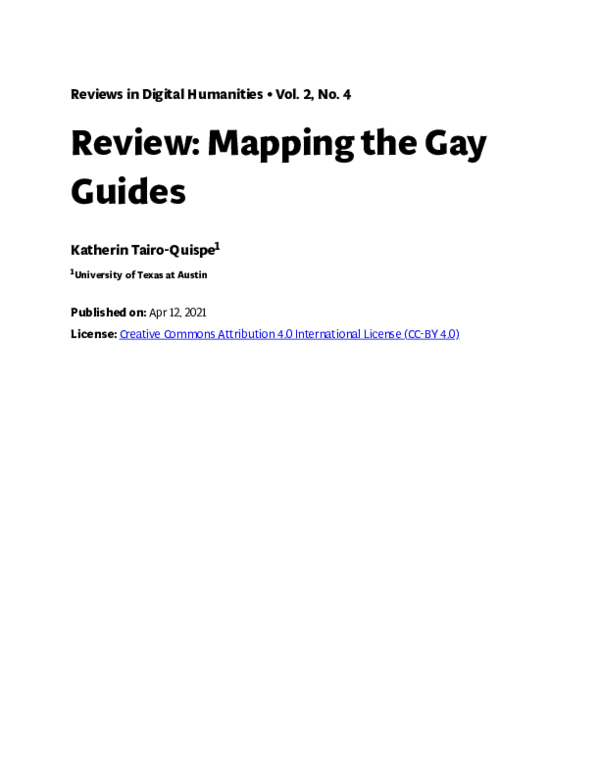 (PDF) Review: Mapping the Gay Guides
