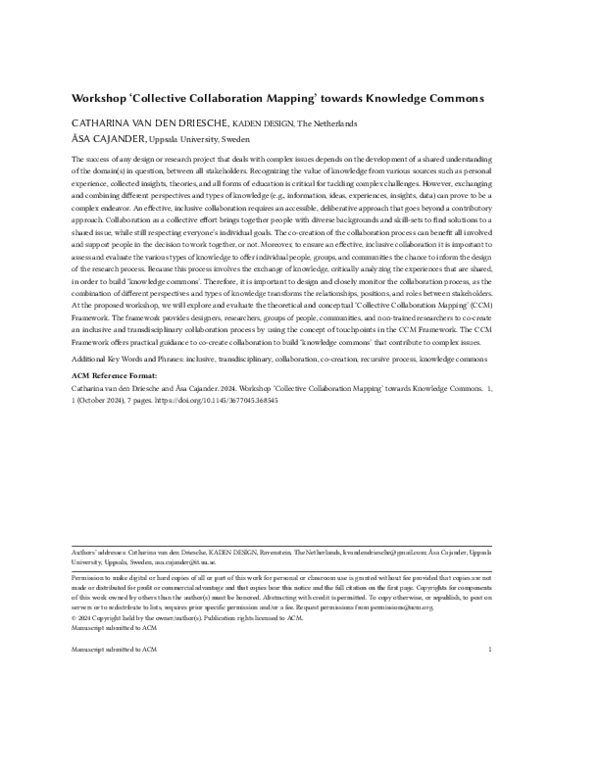 (PDF) Workshop 'Collective Collaboration Mapping' towards Knowledge Commons