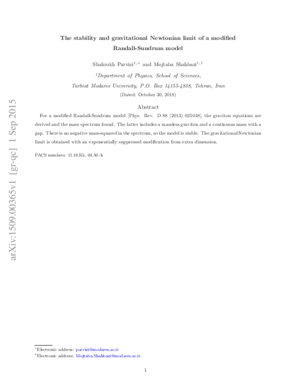 (PDF) The stability and gravitational Newtonian limit of a modified ...