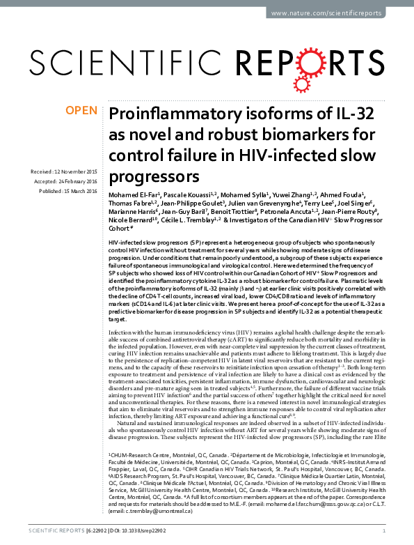 (PDF) Proinflammatory isoforms of IL-32 as novel and robust biomarkers ...
