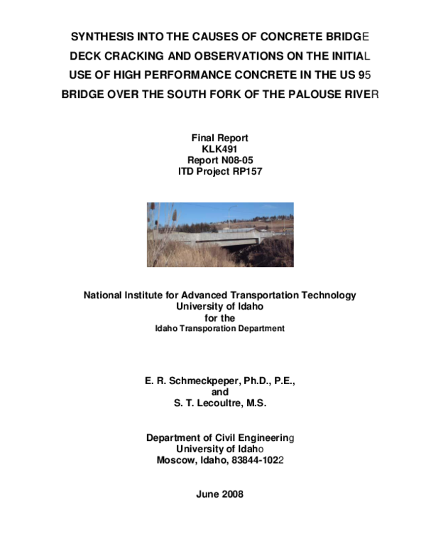 (PDF) Synthesis into the Causes of Concrete Bridge Deck Cracking and Observations on the Initial ...