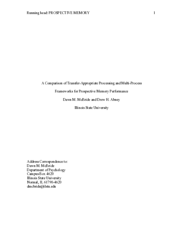 (PDF) A Comparison of Transfer-Appropriate Processing and Multi-Process ...