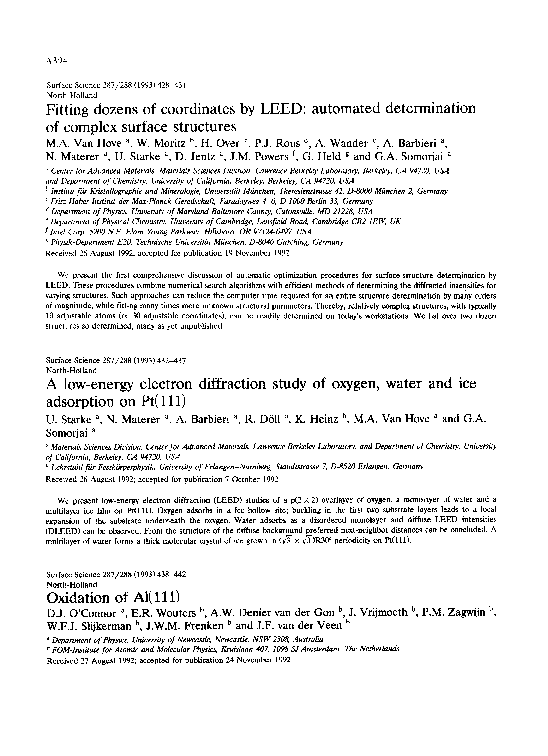 (PDF) A low-energy electron diffraction study of oxygen, water and ice ...