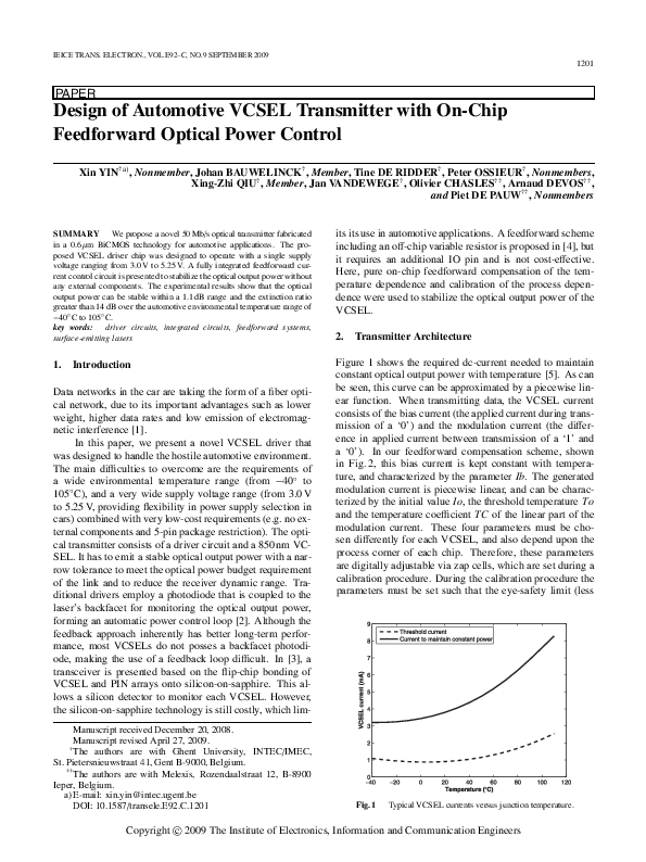 (PDF) Design of Automotive VCSEL Transmitter with On-Chip Feedforward ...