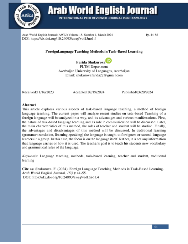 (PDF) ForeignLanguage Teaching Methods in Task-Based Learning