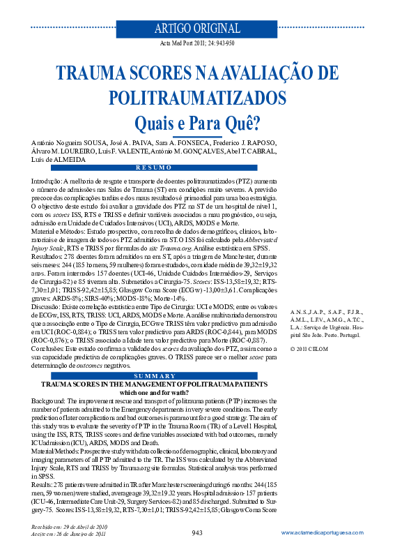 (PDF) Trauma scores na avaliação de politraumatizados: quais e para quê ...