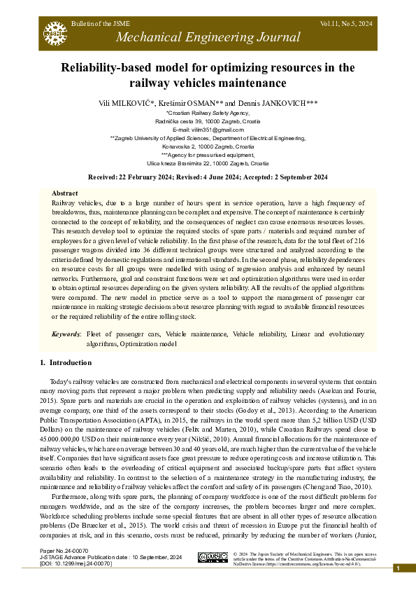 (PDF) Reliability-based model for optimizing resources in the railway vehicles maintenance