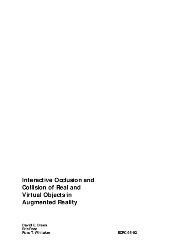 (PDF) Interactive Occlusion and Collision of Real and Virtual Objects ...