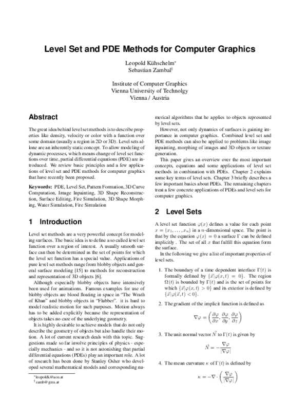 (PDF) Level set and PDE methods for computer graphics
