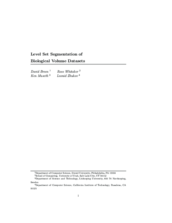 (PDF) Level Set Segmentation of Biological Volume Datasets