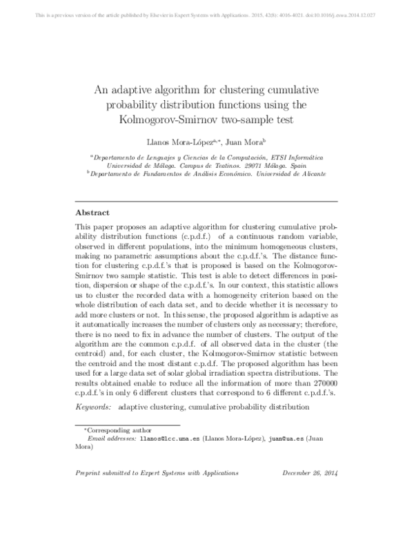 (PDF) An adaptive algorithm for clustering cumulative probability ...