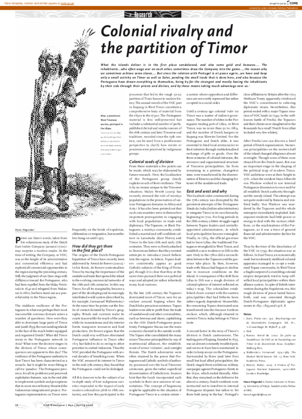 (PDF) Colonial rivalry and the partition of Timor