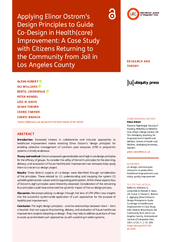 (PDF) Applying Elinor Ostrom’s Design Principles to Guide Co-Design in ...