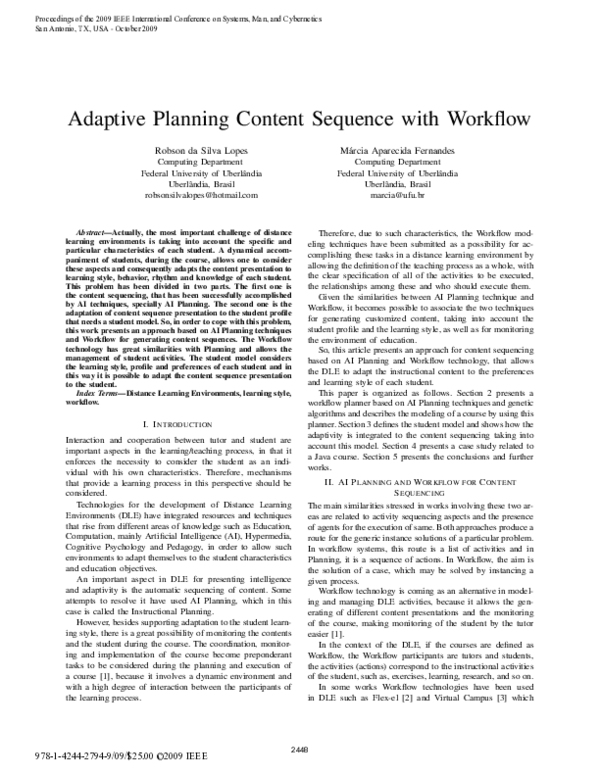 (PDF) Adaptive planning content sequence with workflow