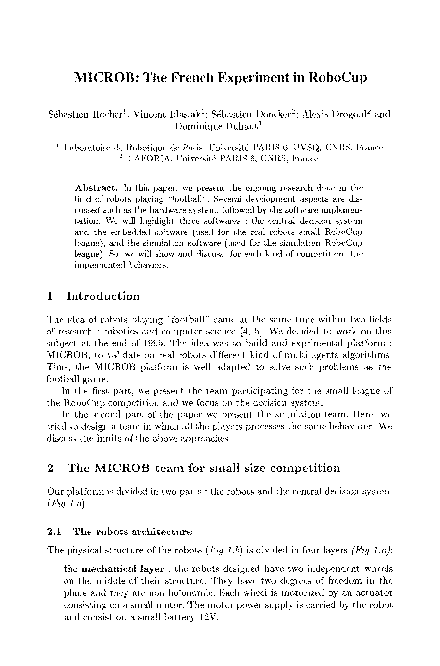 (PDF) MICROB: The french experiment in RoboCup