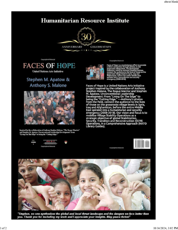 (PDF) Humanitarian Resource Institute - 30th Anniversary Poster