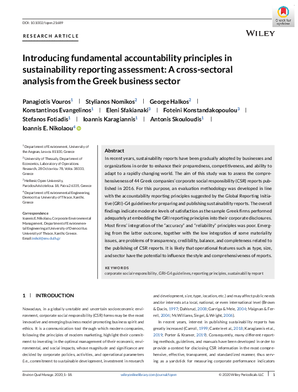 (PDF) Introducing fundamental accountability principles in sustainability reporting assessment ...