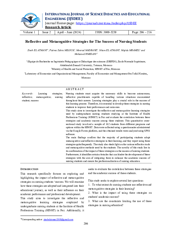 (PDF) Reflective and Metacognitive Strategies for The Success of ...