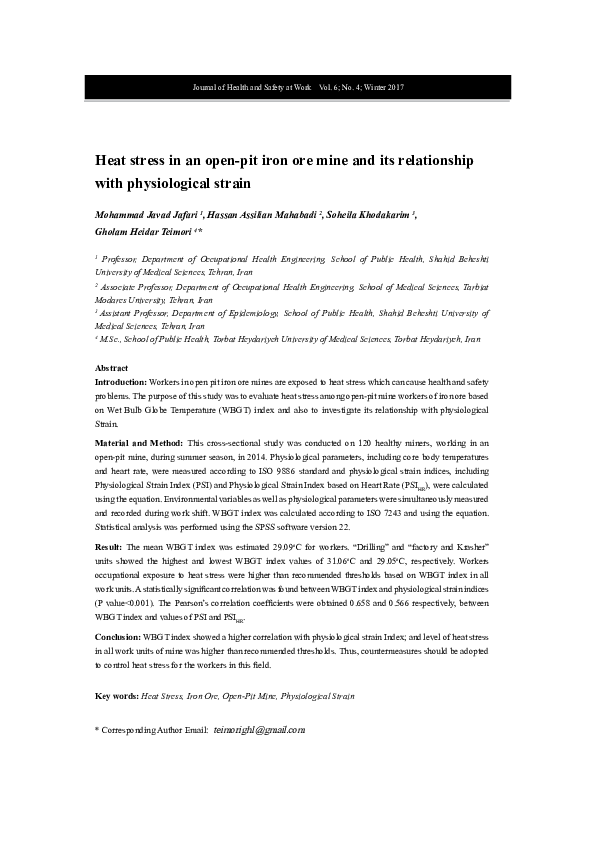 (PDF) Heat stress in an open-pit iron ore mine and its relationship ...