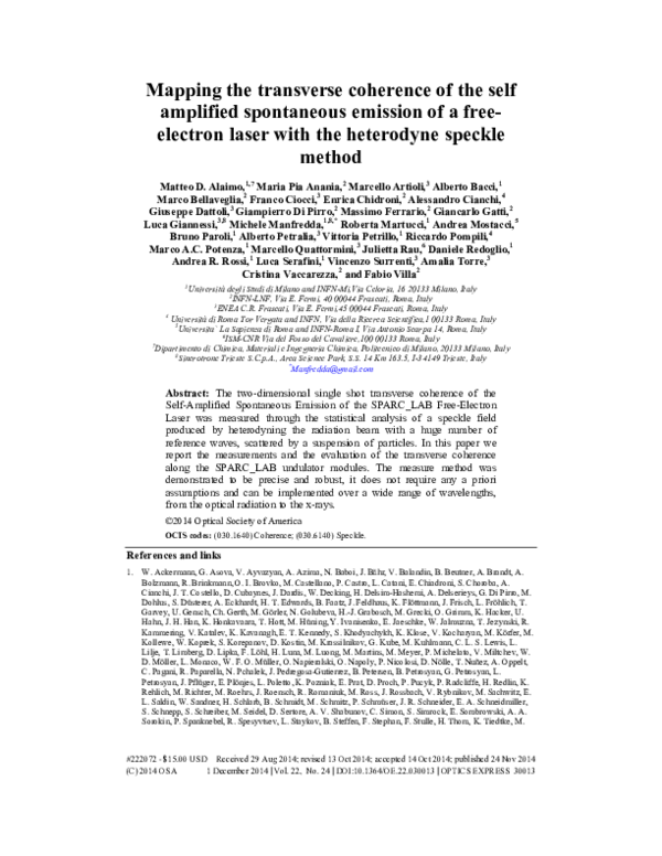 (PDF) Mapping the transverse coherence of the self amplified ...