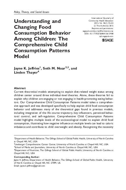 (PDF) Understanding and Changing Food Consumption Behavior Among ...