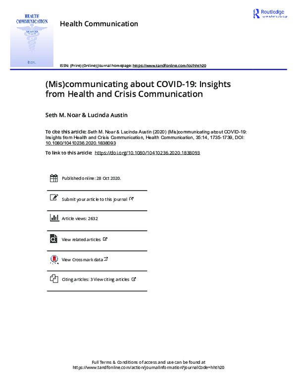 (PDF) (Mis)communicating about COVID-19: Insights from Health and ...