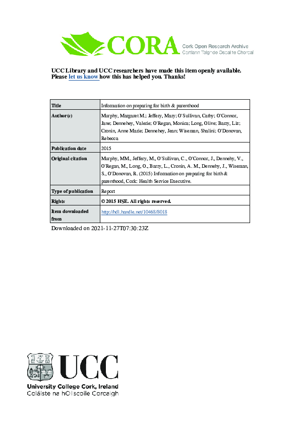 (PDF) Information on preparing for birth & parenthood