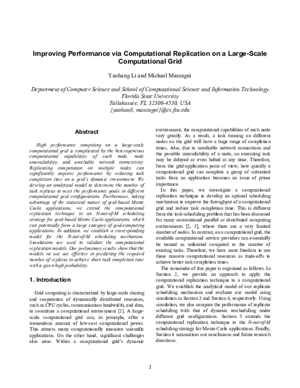 (PDF) Improving performance via computational replication on a large-scale computational grid