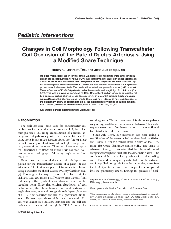 (PDF) Changes in coil morphology following transcatheter coil occlusion ...