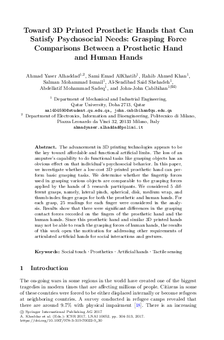 (PDF) Toward 3D Printed Prosthetic Hands that Can Satisfy Psychosocial ...