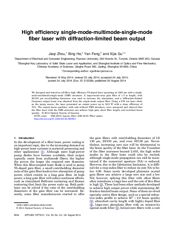 (PDF) High efficiency single-mode-multimode-single-mode fiber laser ...