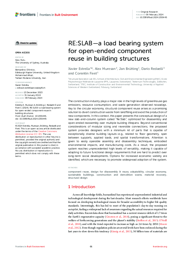 (PDF) RE:SLAB—a load bearing system for open-ended component reuse in ...