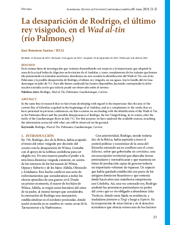 (PDF) LA DESAPARICION DE RODRIGO, El ÚLTIMO REY VISIGODO, EN EL WADI AL ...