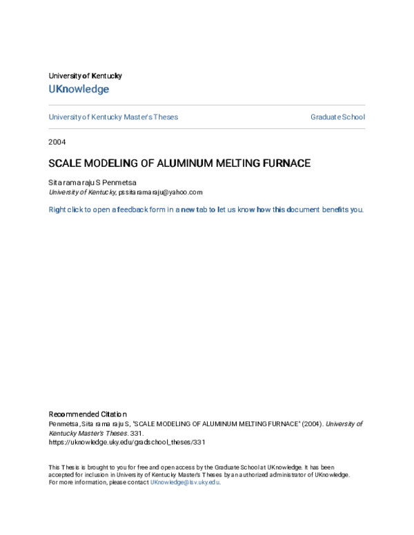 (PDF) Scale modeling of aluminum melting furnaces