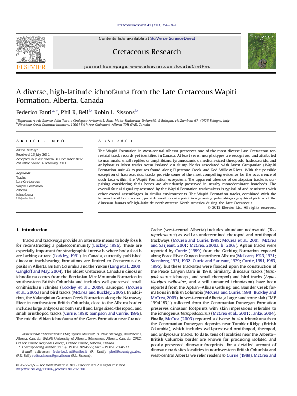 (PDF) A diverse, high-latitude ichnofauna from the Late Cretaceous ...
