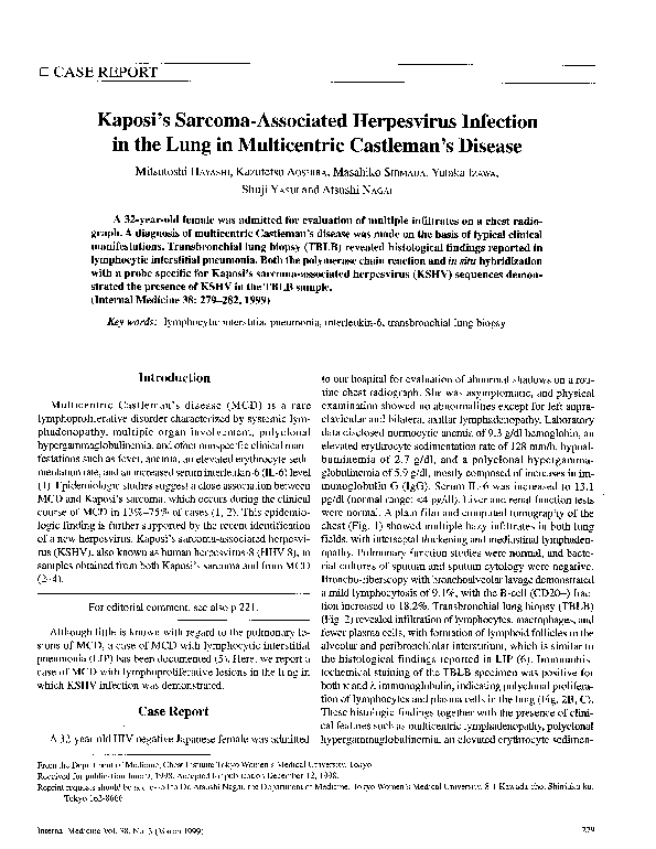 (PDF) Kaposi's Sarcoma-Associated Herpesvirus Infection in the Lung in Multicentric Castleman's ...