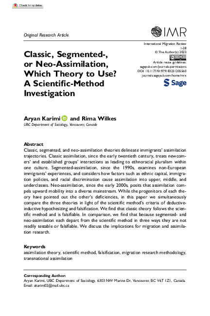 (PDF) Classic, Segmented-, or Neo-Assimilation, Which Theory to Use? A ...