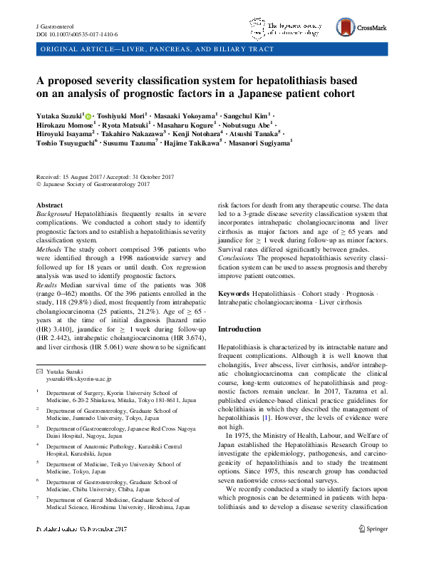 (PDF) A proposed severity classification system for hepatolithiasis ...
