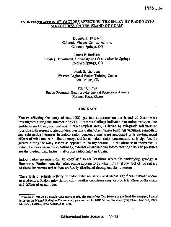 (PDF) An investigation of factors affecting the entry of radon into ...