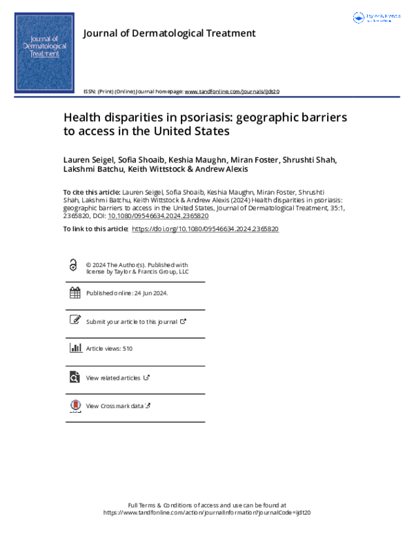 (PDF) Health disparities in psoriasis: geographic barriers to access in ...